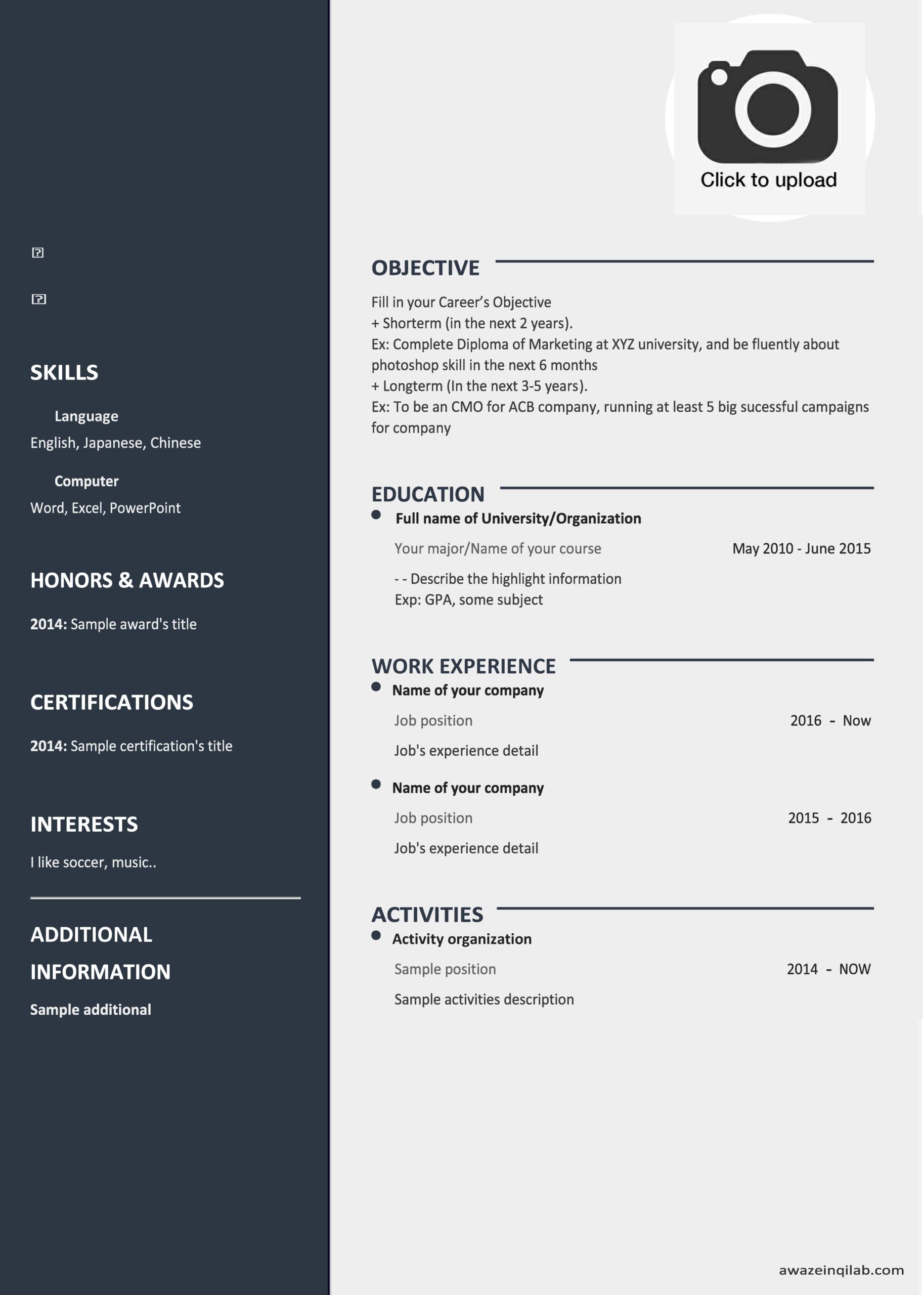 Download and Customize Your Resume/CV Templates in MS Word Format ...
